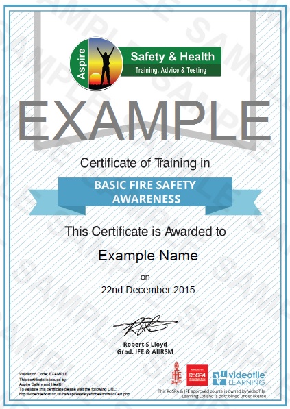 Online Basic Fire Awareness Training | Risk Assessment Training Nottingham | Aspire Safety & Health